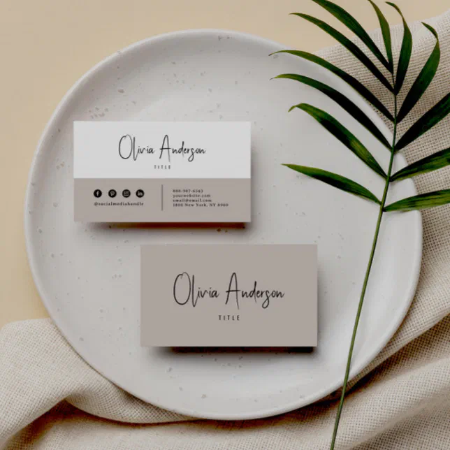 Elegant Minimalist Neutral Boho Chic Modern Business Card | Zazzle