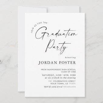 Elegant Minimalist One PHOTO Graduation Party Invitation | Zazzle