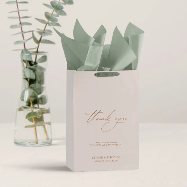 Elegant Minimalist Pearl Wedding Thank You Medium Gift Bag | Zazzle