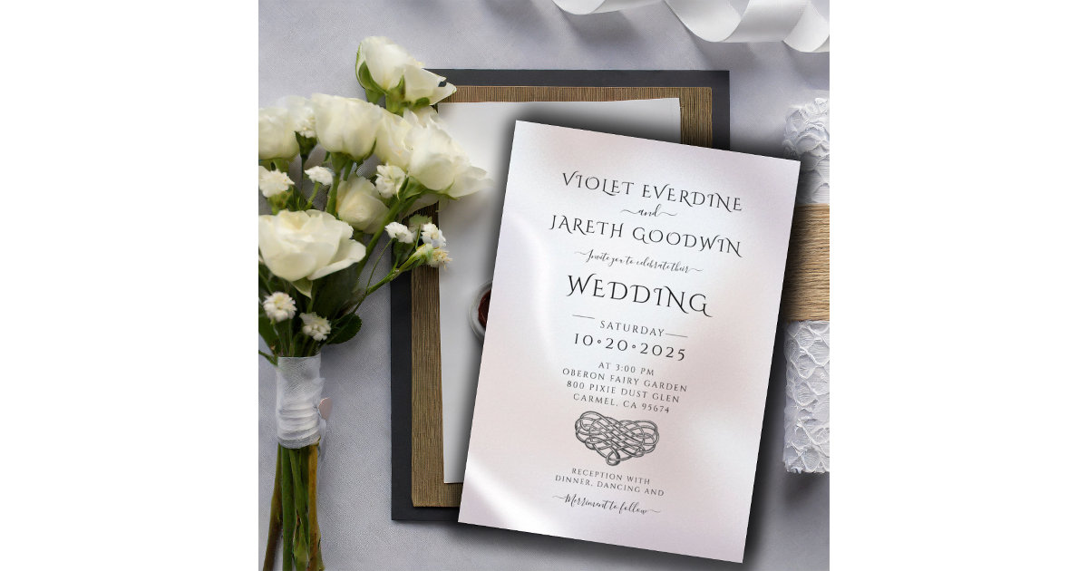 Elegant Minimalist Pearlescent Wedding Invitation | Zazzle