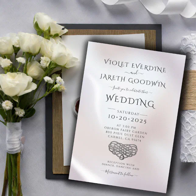 Elegant Minimalist Pearlescent Wedding Invitation | Zazzle