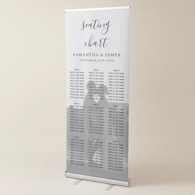 Elegant Minimalist Photo Wedding Seating Chart Retractable Banner | Zazzle