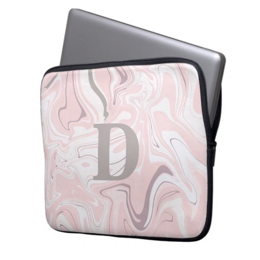 Elegant minimalist pink and white marble look laptop sleeve | Zazzle