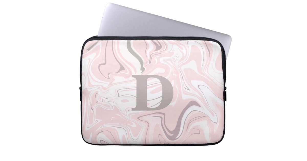 Elegant minimalist pink and white marble look laptop sleeve | Zazzle