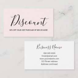 Elegant minimalist pink & black discount card | Zazzle