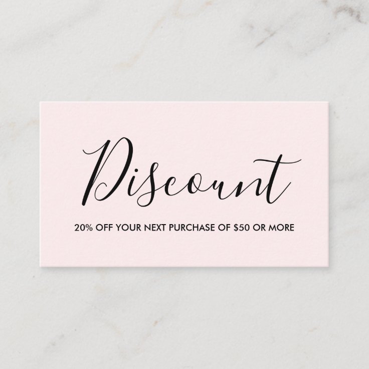 Elegant minimalist pink & black discount card | Zazzle