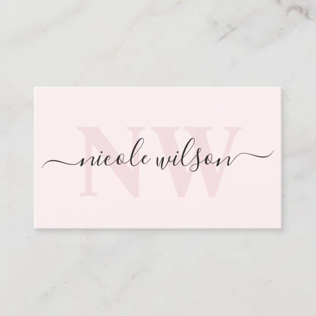 Elegant minimalist pink monogram name business card | Zazzle