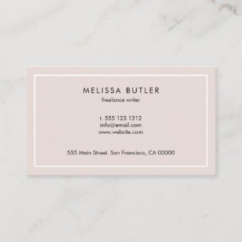 Elegant Minimalist Professional Light Beige Business Card | Zazzle