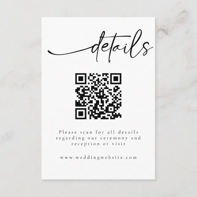 Elegant Minimalist QR Code Details Card | Zazzle
