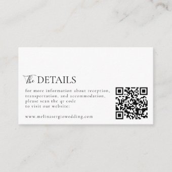 Elegant Minimalist Qr Code Wedding Details Enclosure Card | Zazzle