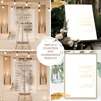 Elegant Minimalist Real Foil Wedding Welcome Sign | Zazzle