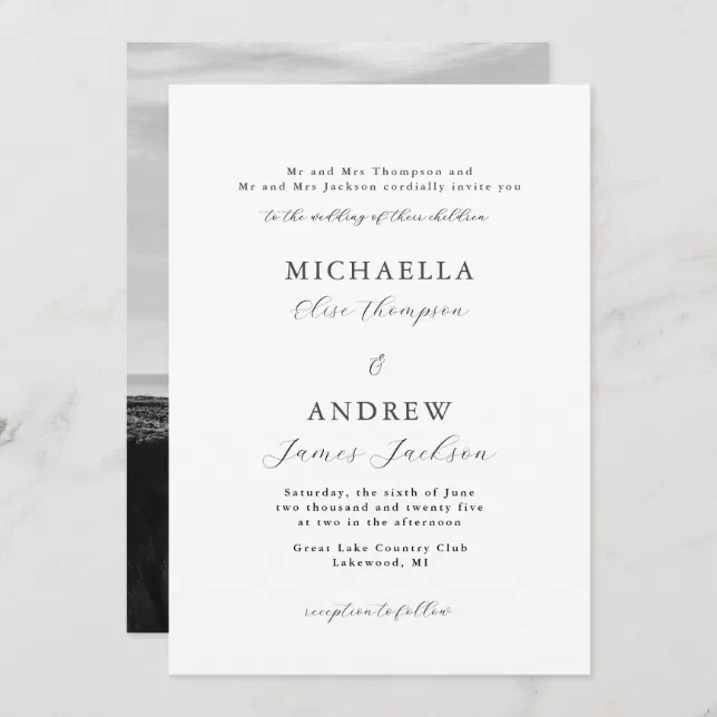 Elegant Minimalist Refined Wedding Invitation | Zazzle