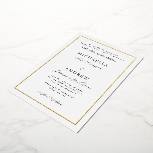 Elegant Minimalist Refined Wedding Invitation Foil Invitation | Zazzle