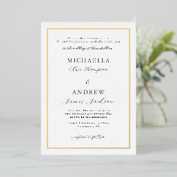 Elegant Minimalist Refined Wedding Invitation Foil Invitation | Zazzle