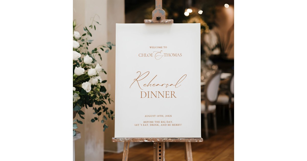 Elegant Minimalist Rehearsal Dinner Welcome Sign | Zazzle