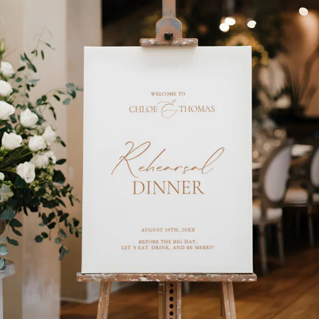 Elegant Minimalist Rehearsal Dinner Welcome Sign | Zazzle