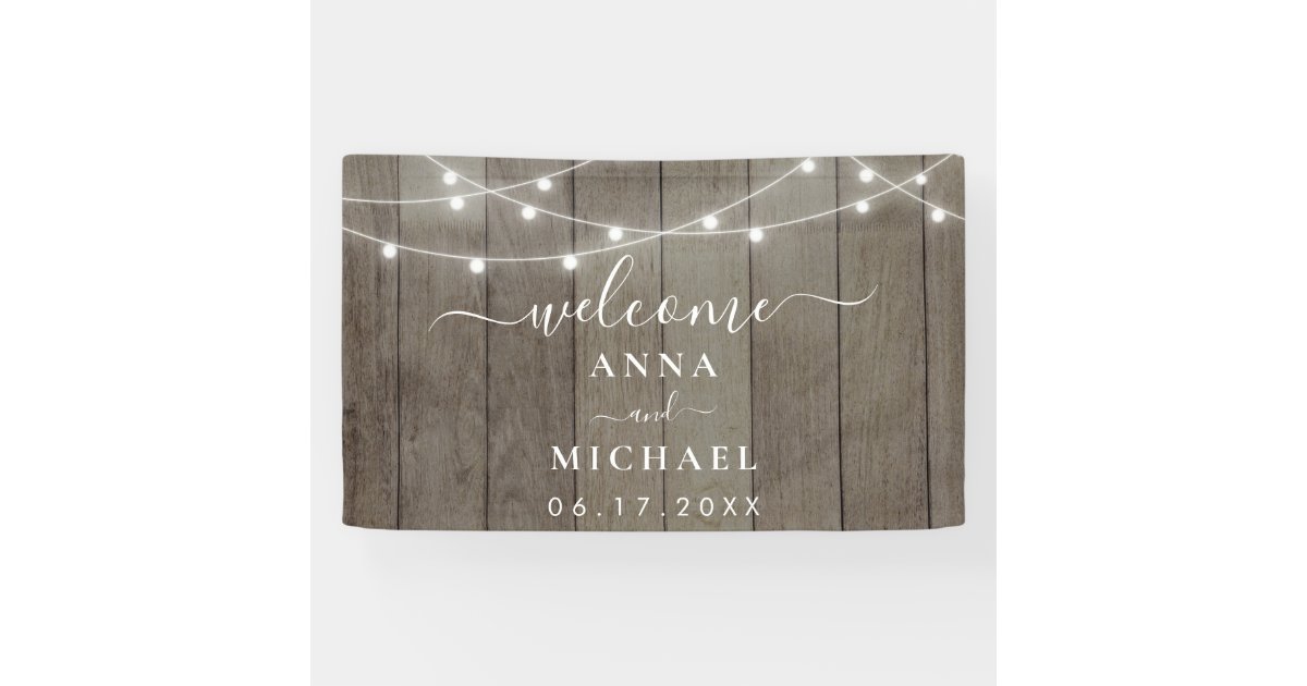 Elegant Minimalist Rustic Wedding Welcome Banner | Zazzle