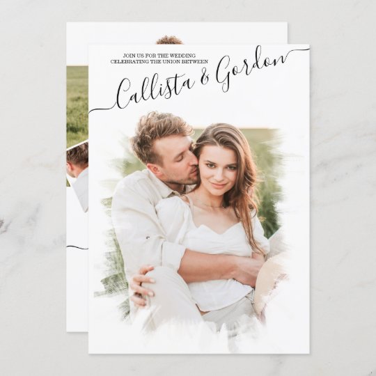 Elegant Minimalist Scripted Photo Collage Wedding Invitation | Zazzle.com