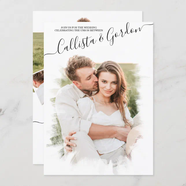 Elegant Minimalist Scripted Photo Collage Wedding Invitation | Zazzle