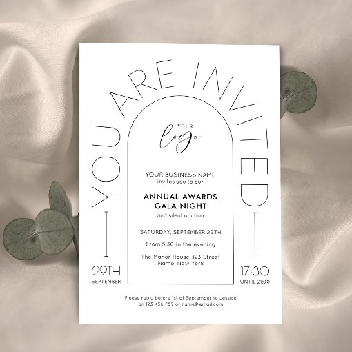 Elegant Minimalist Simple Arch Business Event Gala Invitation | Zazzle