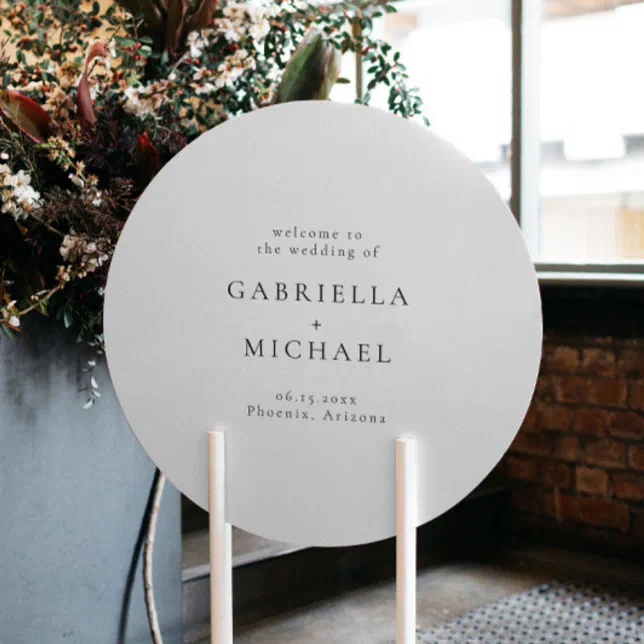 Elegant Minimalist Simple Circle Wedding Welcome Foam Board | Zazzle