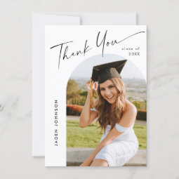 Elegant Minimalist Simple Graduation 5 Photo Thank You Card | Zazzle