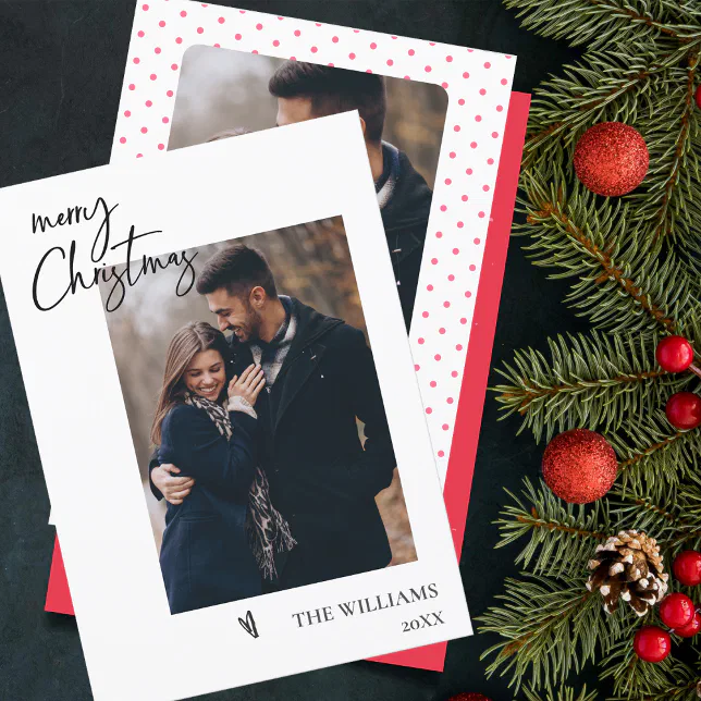 Elegant Minimalist Simple Merry Christmas Photo | Zazzle