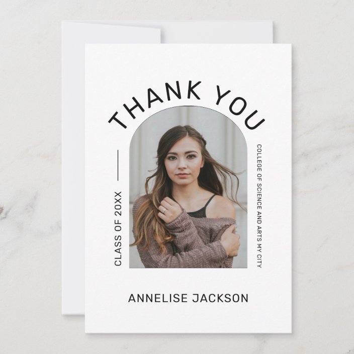 Elegant minimalist simple photo graduation thank you card | Zazzle.com