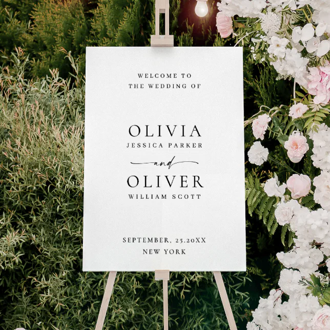 Elegant Minimalist Simple Welcome Wedding Foam Board | Zazzle
