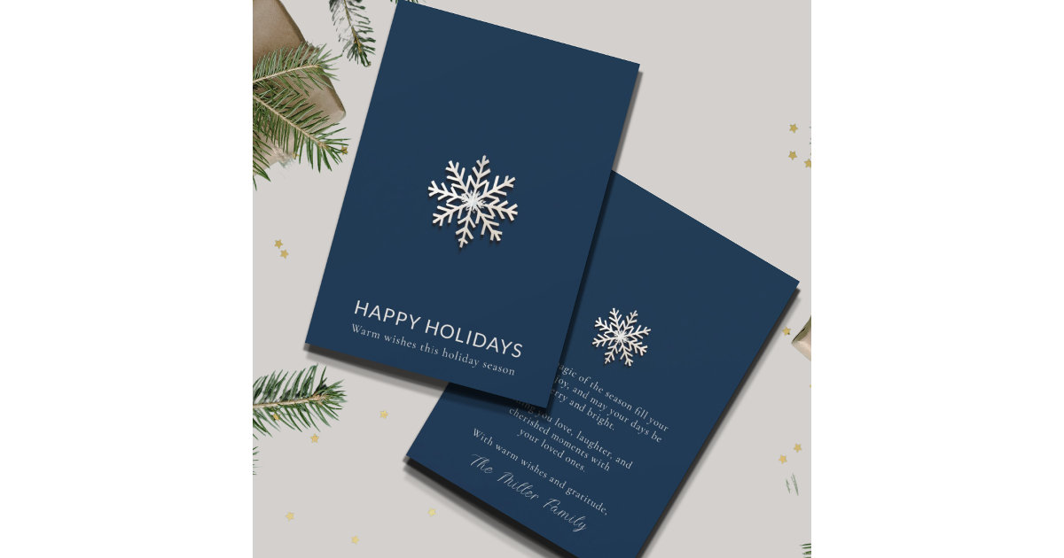 Elegant Minimalist Snowflake Holiday Card | Zazzle