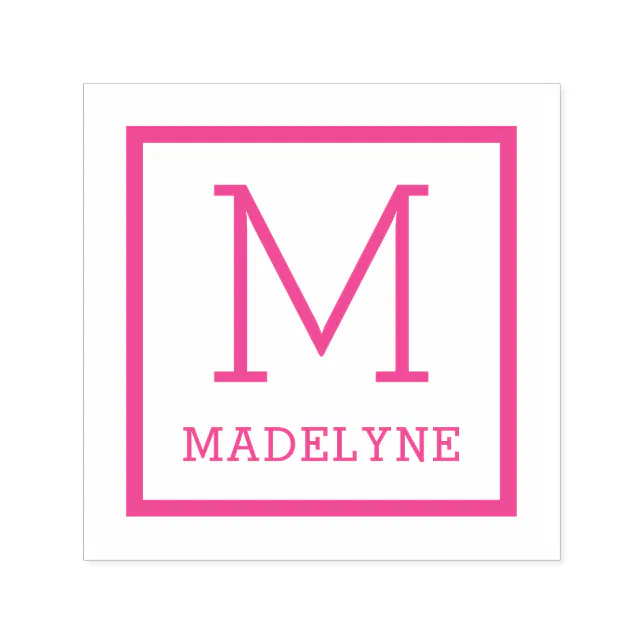 Elegant Minimalist Square Border Monogram Name Self-inking Stamp | Zazzle