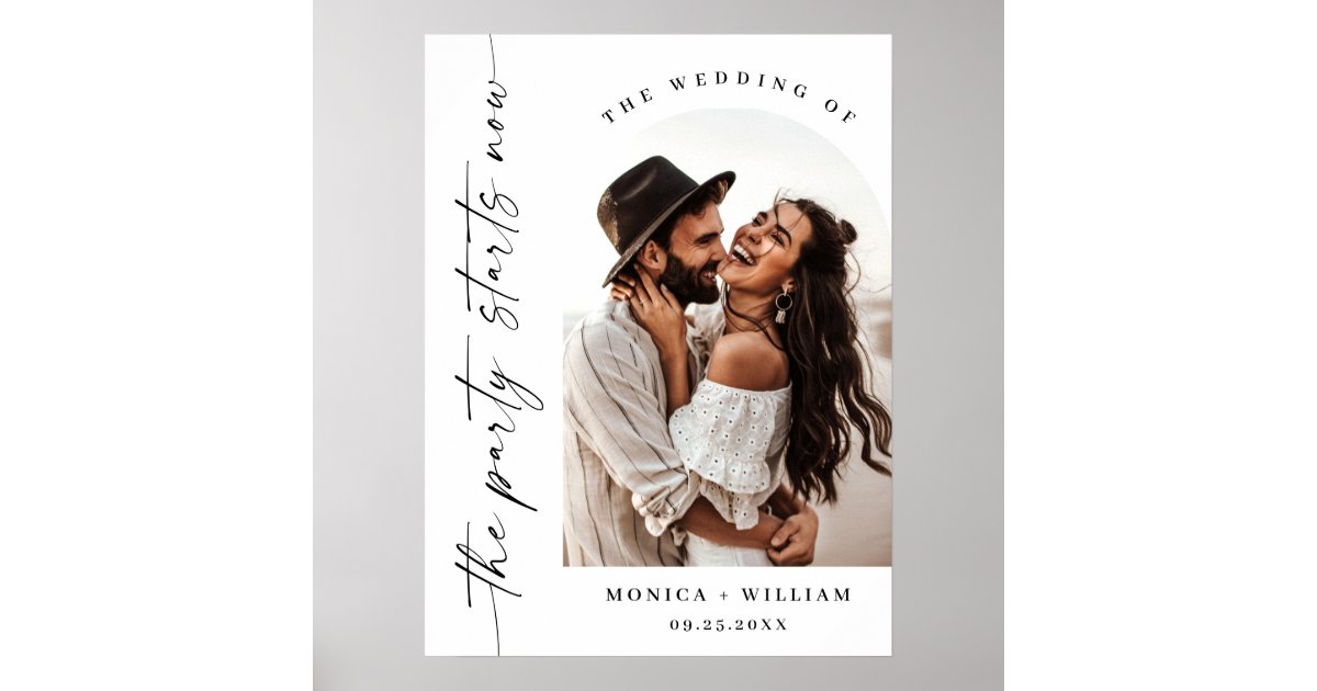 Elegant Minimalist The Party Starts Now Wedding Poster | Zazzle