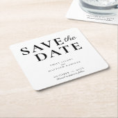 Elegant Minimalist Traditional Script Black White Square Paper Coaster | Zazzle