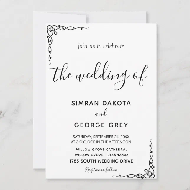 Elegant minimalist Vintage Classic Script wedding Invitation | Zazzle