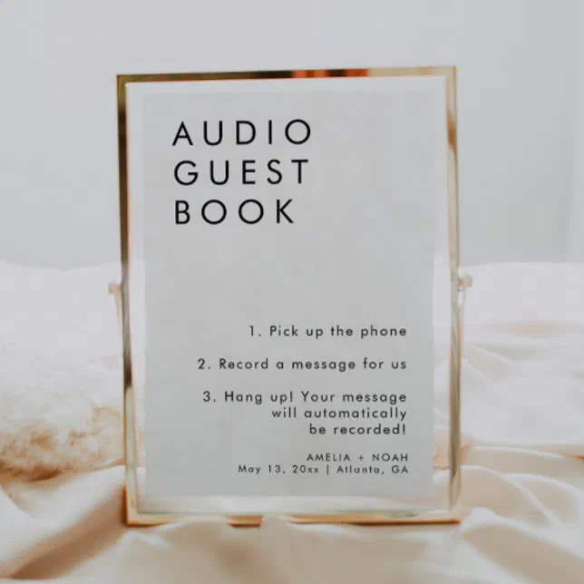 Elegant Minimalist Wedding Audio Guestbook Sign Invitation | Zazzle