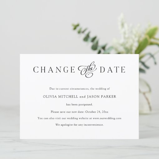 Elegant Minimalist | Wedding Change the Date Invitation | Zazzle