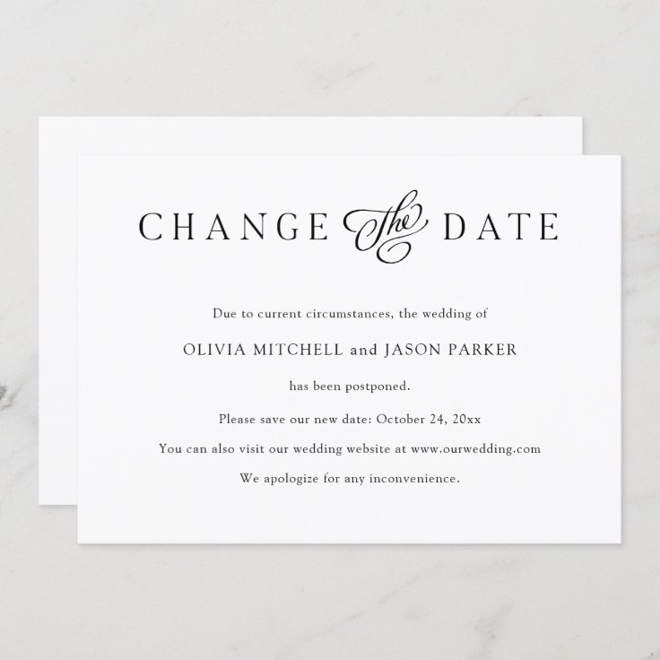Elegant Minimalist | Wedding Change the Date Invitation | Zazzle
