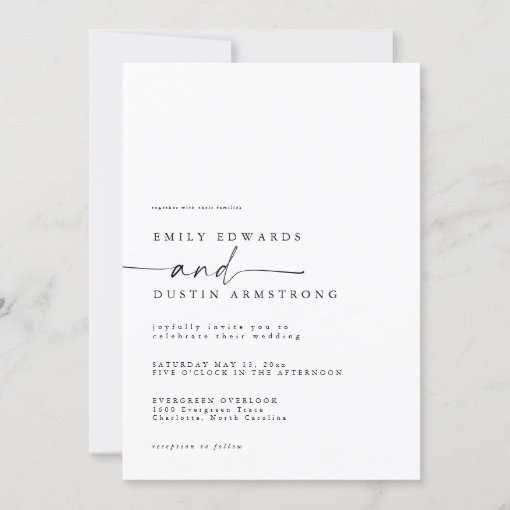 Elegant Minimalist Wedding Invitation | Zazzle