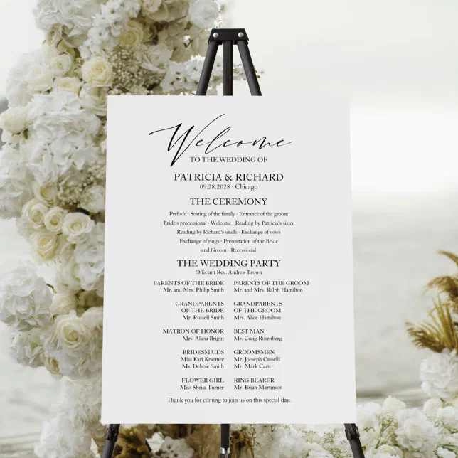 Elegant Minimalist Wedding Program Sign | Zazzle