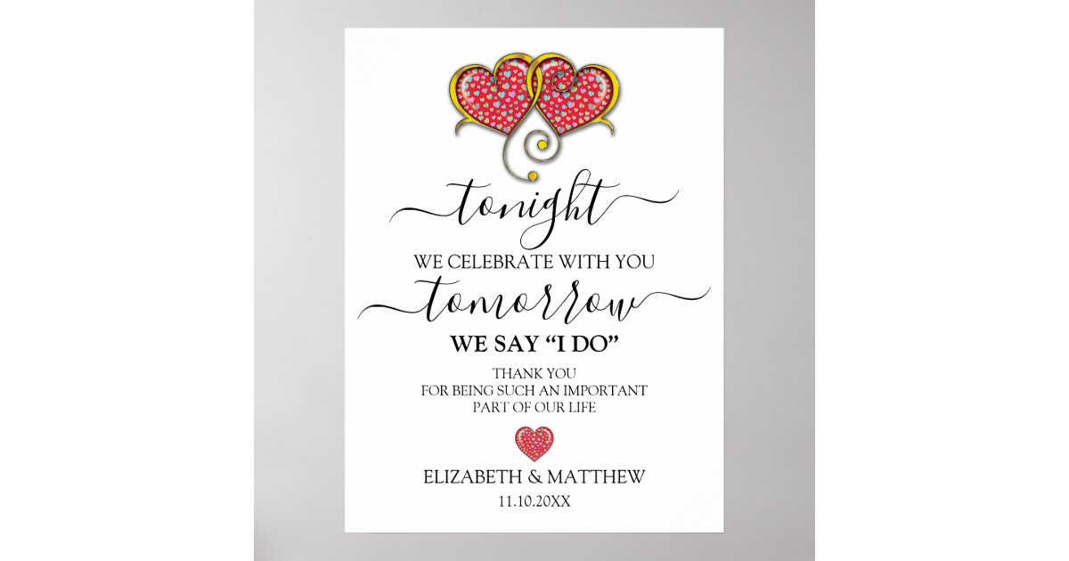 Elegant Minimalist Wedding Rehearsal Dinner Poster | Zazzle