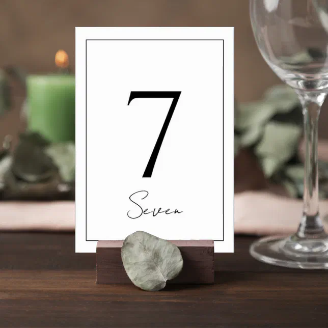 Elegant Minimalist Wedding Table Number Card | Zazzle