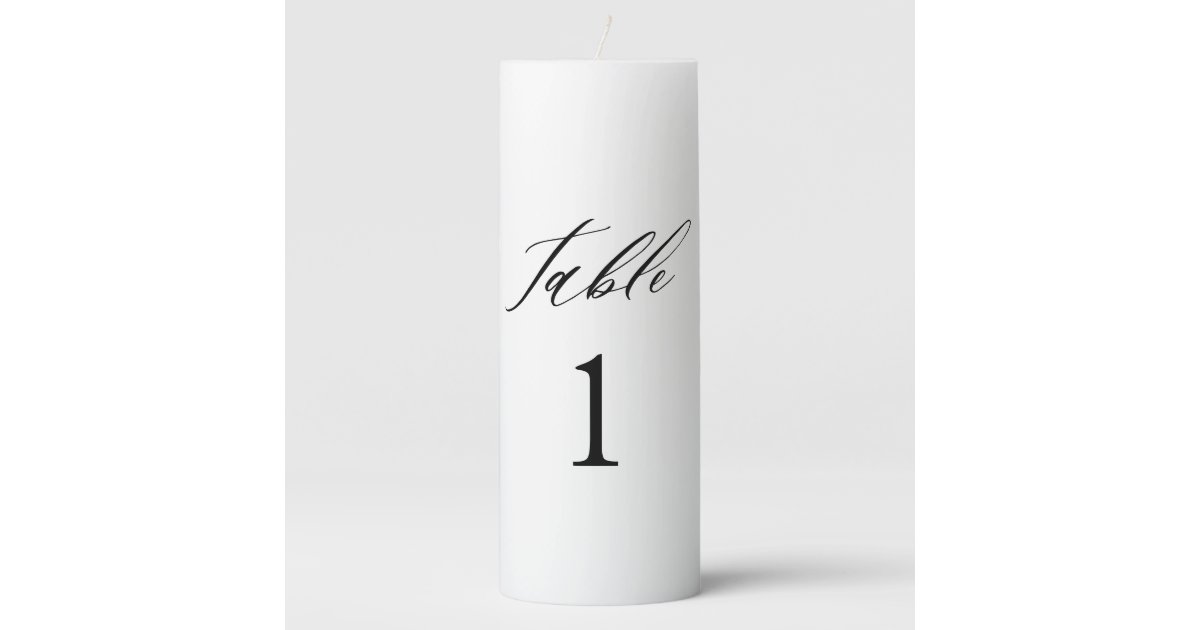 Elegant Minimalist Wedding Table Number Pillar Candle | Zazzle
