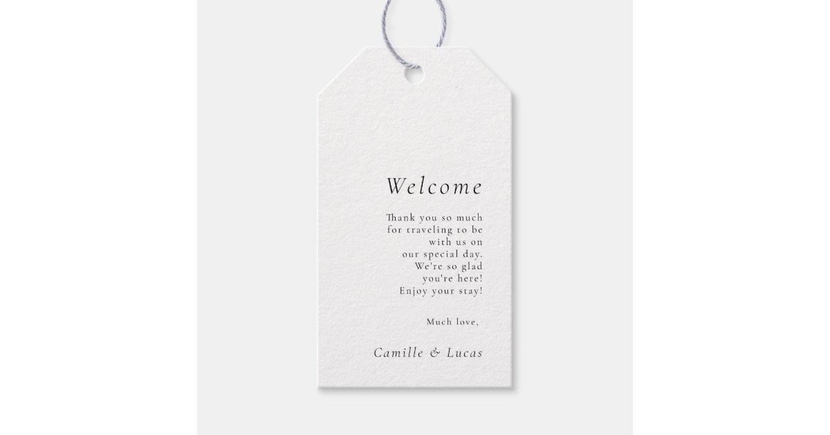 Elegant minimalist Wedding Welcome Gift Tags | Zazzle