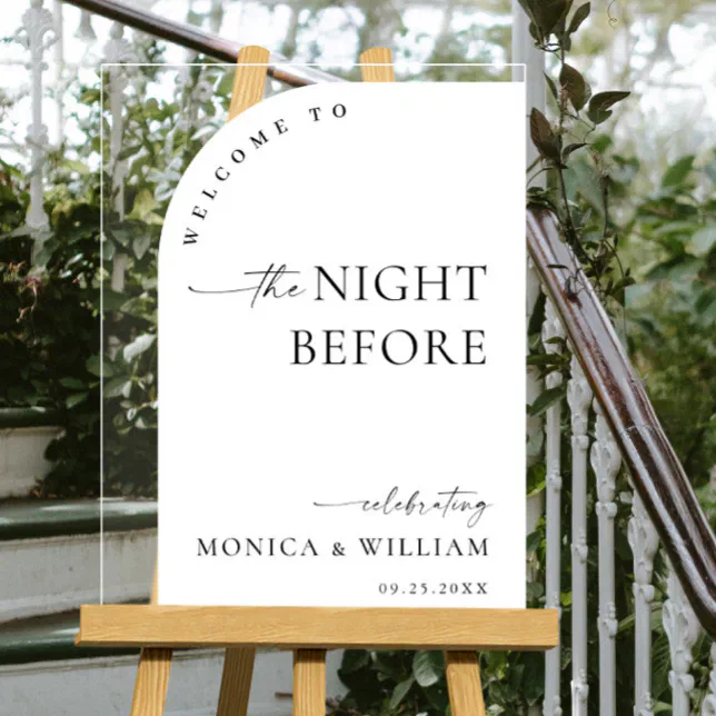 Elegant Minimalist WELCOME Rehearsal Dinner Acrylic Sign | Zazzle