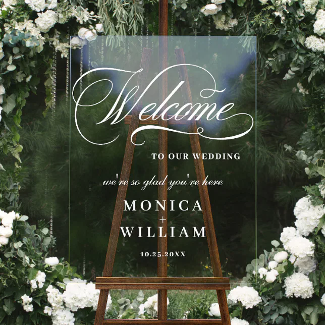 Elegant Minimalist WELCOME Wedding Acrylic Sign | Zazzle