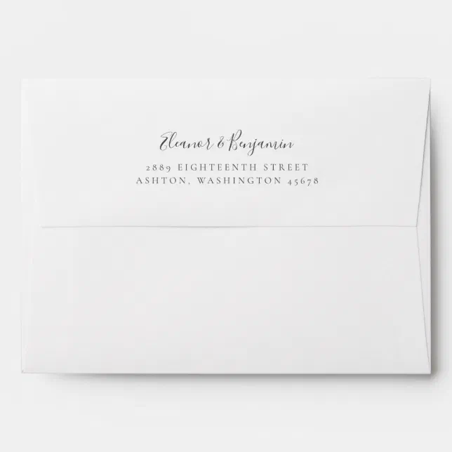Elegant Minimalist White Script Return Address Envelope | Zazzle