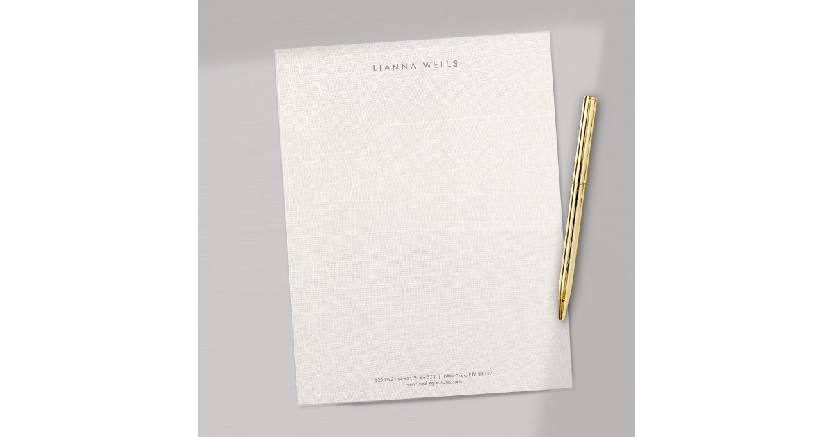 Elegant Minimalistic Personalized Linen (image) Letterhead | Zazzle