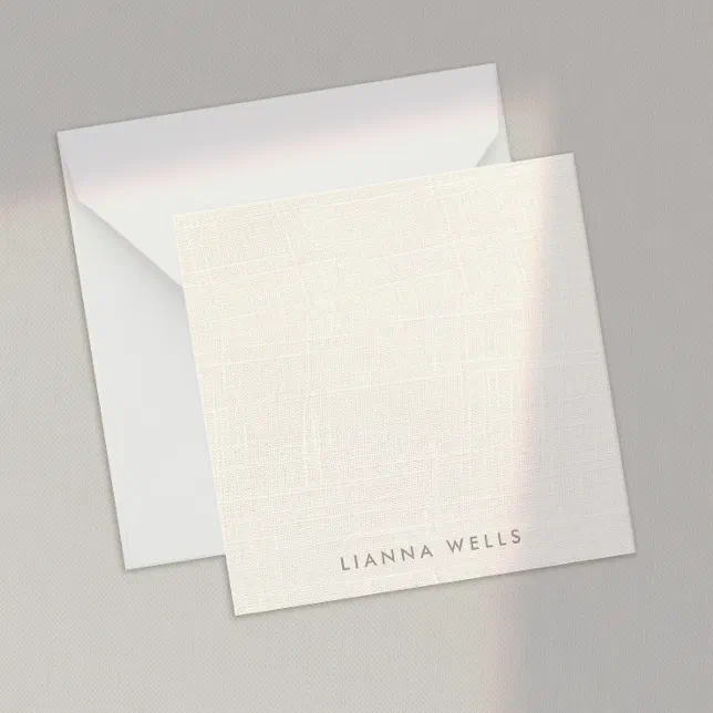 Elegant Minimalistic Personalized Linen (image) Note Card | Zazzle