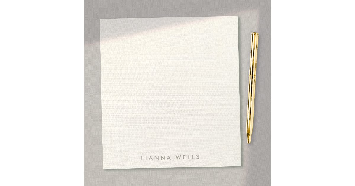 Elegant Minimalistic Personalized Linen (image) Notepad | Zazzle