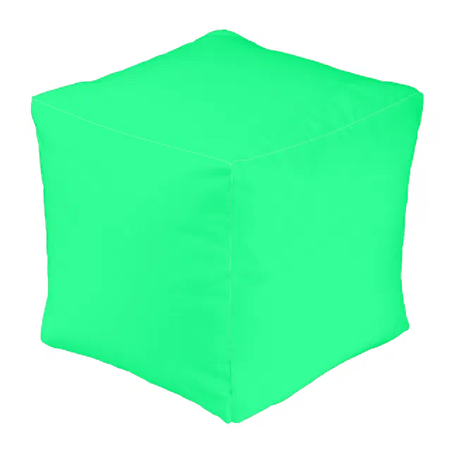 Elegant Minimalistic Solid Neon Spring Green Color Pouf | Zazzle